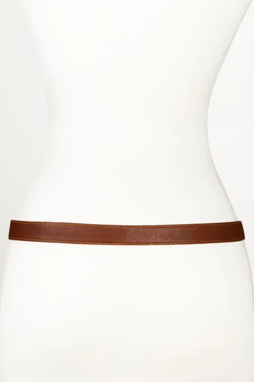 RAINA BELTS Starburst Buckle Leather Belt - Cognac