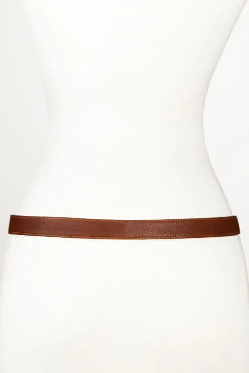 RAINA BELTS Golden Loops Buckle Leather Belt - Cognac