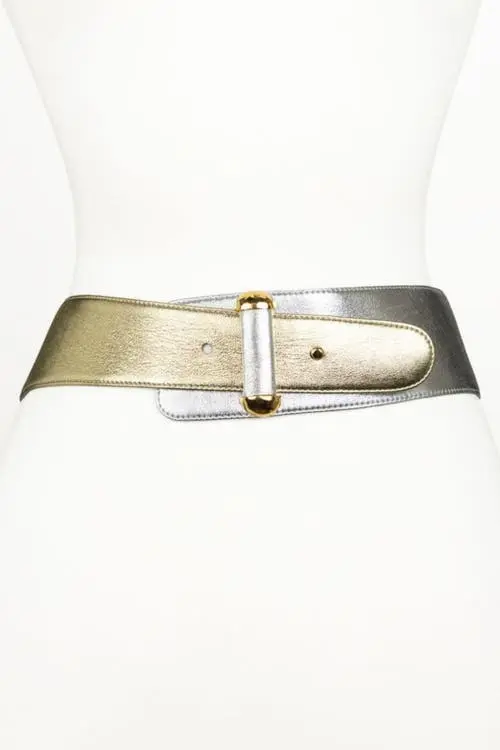 RAINA BELTS Vixen Color Block Belt - Silver/gold