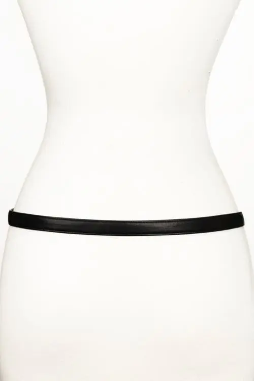 RAINA BELTS Leather Belt With Snake Buckle - Black