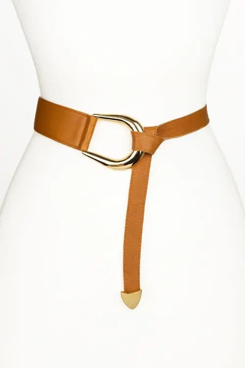 RAINA BELTS Sheila Knot Leather Belt - Camel