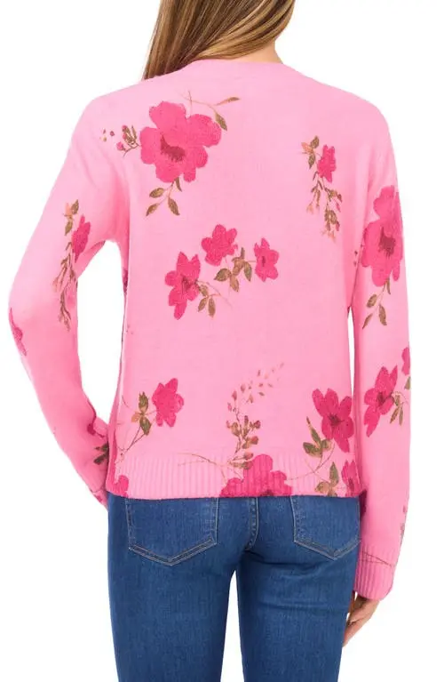 CECE DUPRAZ Blossom Print Crewneck Cardigan