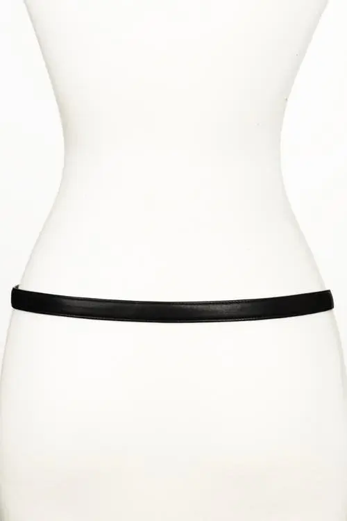 RAINA BELTS Three Shells Buckle Leather Belt - Black