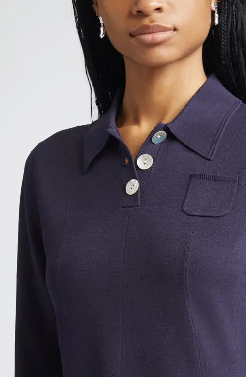 Sandy Liang Chupa Long Sleeve Polo Sweater Dress