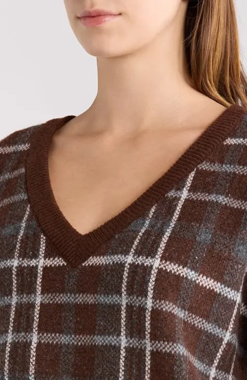 PACSUN Plaid Sweater - Brown Plaid