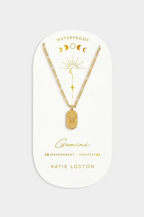 KATIE LOXTON Waterproof Gemini Zodiac Necklace - Gold