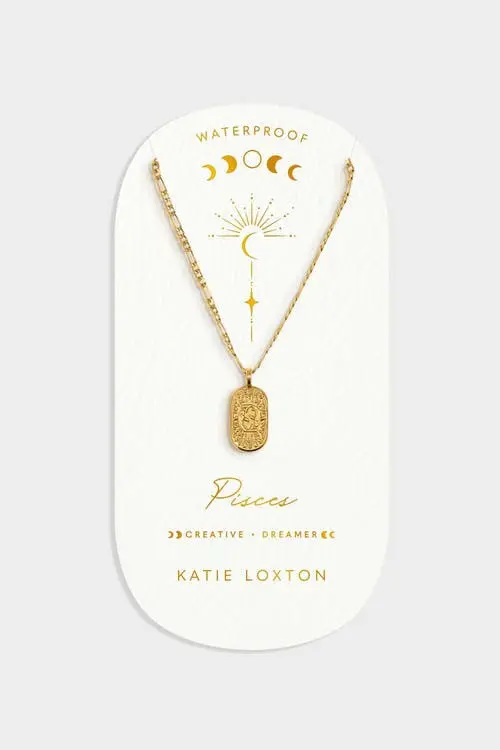 KATIE LOXTON Pisces Zodiac Pendant Necklace - Gold