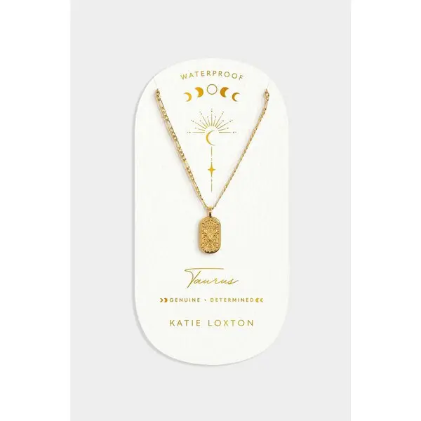 KATIE LOXTON Waterproof Taurus Zodiac Pendant Necklace - Gold