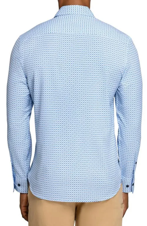 CON.STRUCT Square Geo Woven Long Sleeve Basic - White/blue