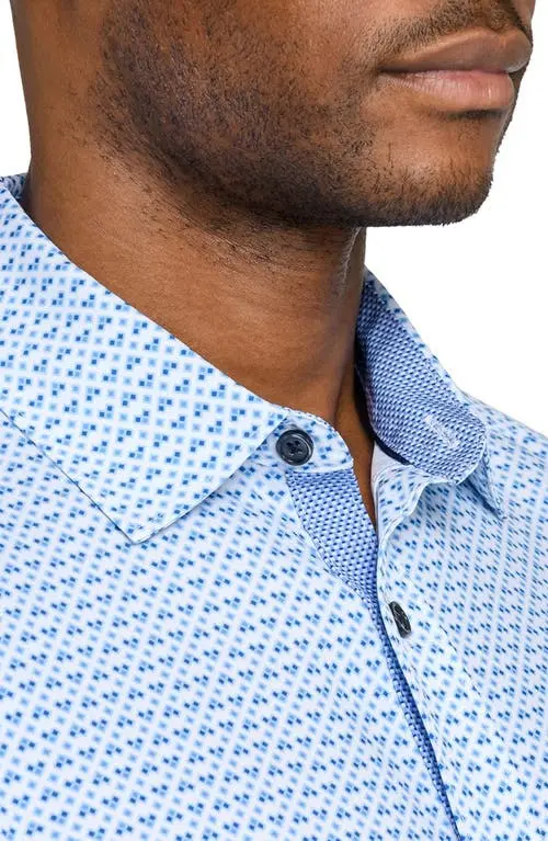 CON.STRUCT Square Geo Woven Long Sleeve Basic - White/blue