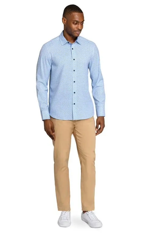CON.STRUCT Square Geo Woven Long Sleeve Basic - White/blue