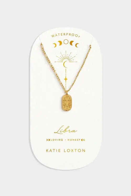 KATIE LOXTON Libra Zodiac Pendant Necklace - Gold