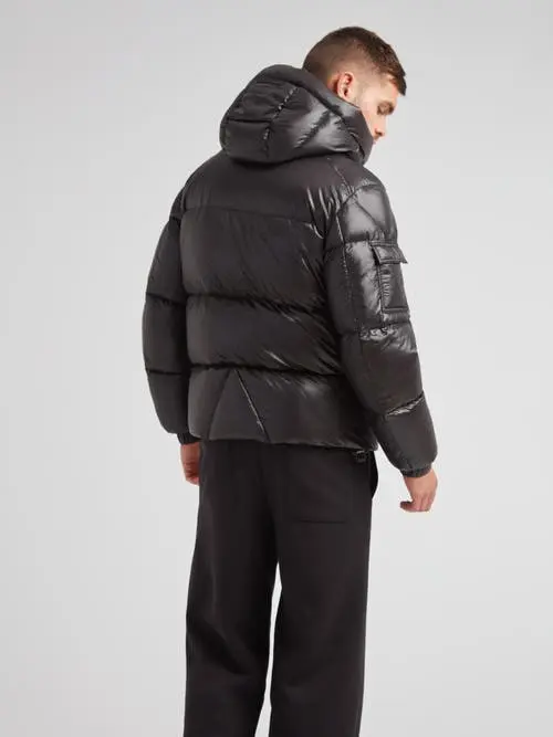 JACK1T Hooded Puffer Racer Jacket - Black Lux
