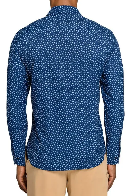 CON.STRUCT Falling Leaves Woven Long Sleeve Basic - Navy/white