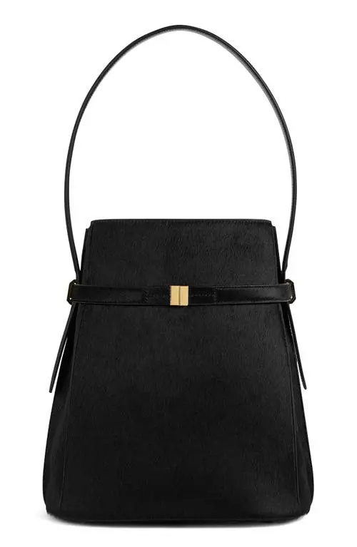 TOTEME Belted Calf Hair Bucket Bag - Black