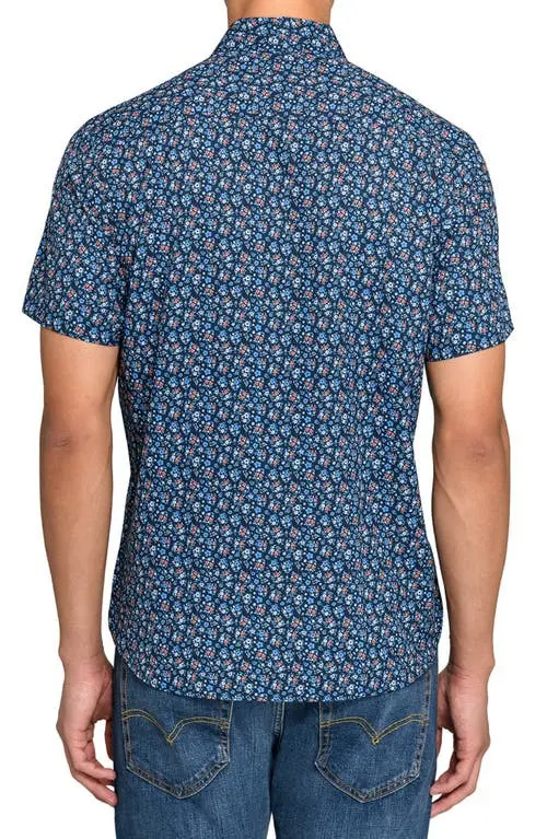 CON.STRUCT Amber Floral Woven Short Sleeve Basic - Navy/red