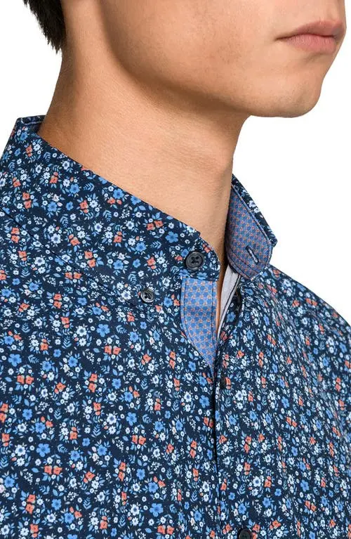 CON.STRUCT Amber Floral Woven Short Sleeve Basic - Navy/red