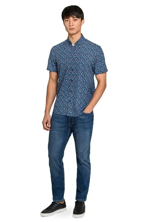 CON.STRUCT Amber Floral Woven Short Sleeve Basic - Navy/red