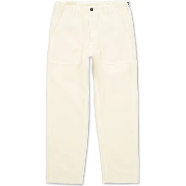 FORTELA Herringbone Cotton Fatigue Trousers - Cream