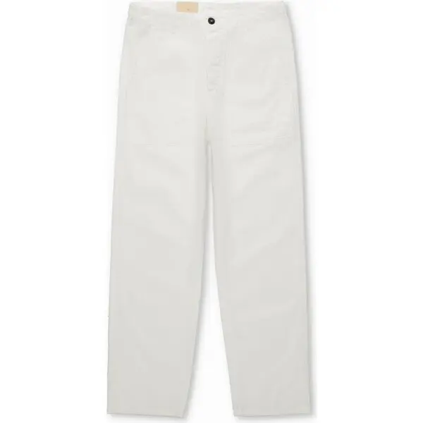 FORTELA Herringbone Cotton Fatigue Trousers - White