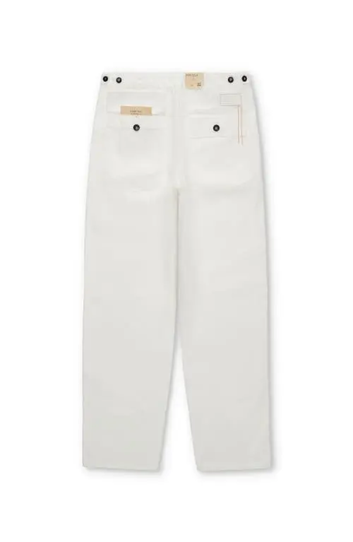 FORTELA Herringbone Cotton Fatigue Trousers - White