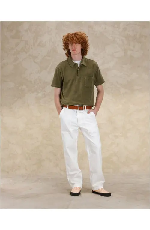 FORTELA Herringbone Cotton Fatigue Trousers - White