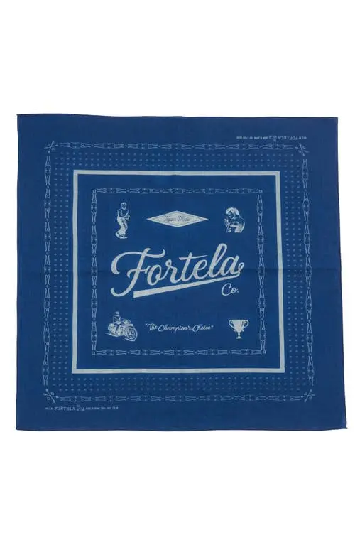 FORTELA Printed Logo Cotton Bandana - Indaco