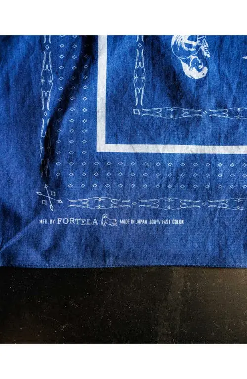 FORTELA Printed Logo Cotton Bandana - Indaco