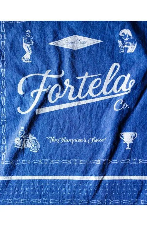 FORTELA Printed Logo Cotton Bandana - Indaco