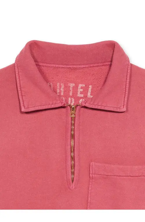 FORTELA Yale Fleece Quarter Zip Sweatshirt - Ruby