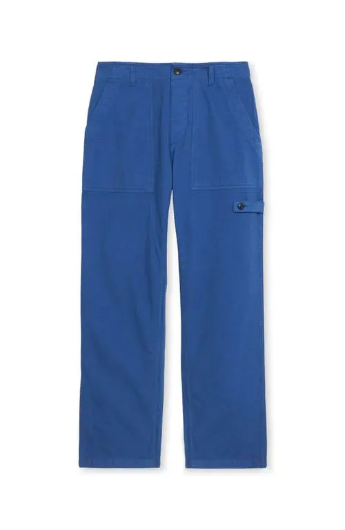 FORTELA Jerryt Herringbone Cotton Fatigue Trousers - Blue1