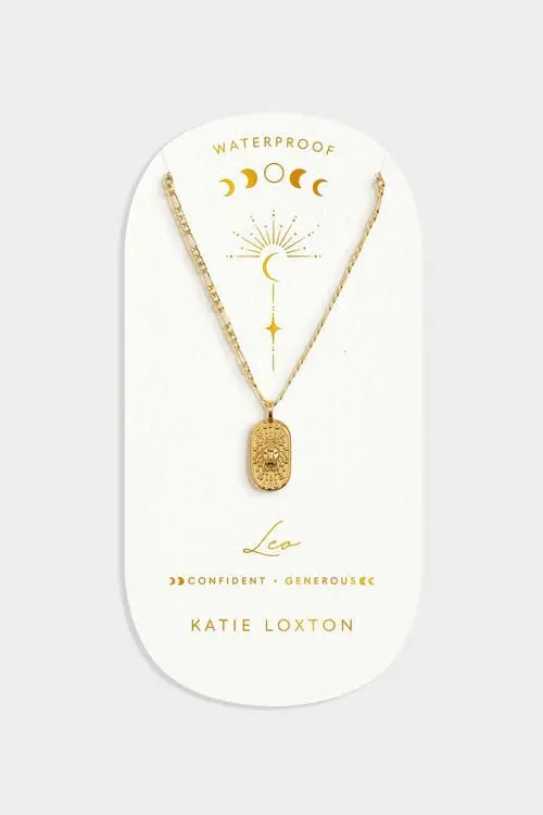 KATIE LOXTON Leo Zodiac Pendant Necklace - Gold