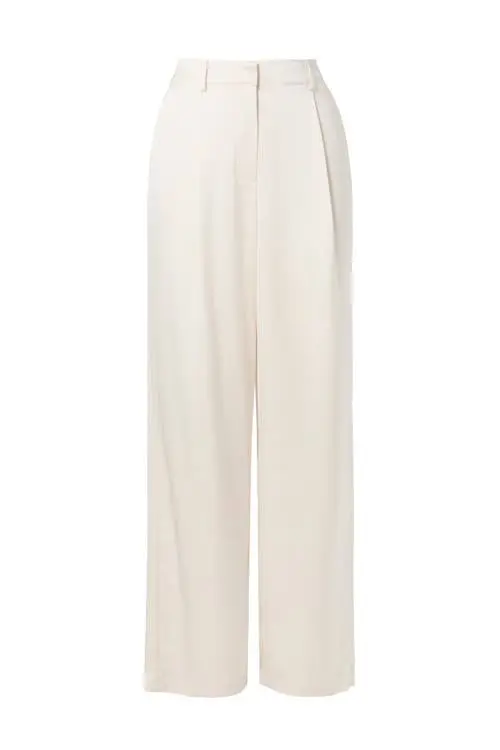 MALINA Sarah Wide-leg Satin Trousers - Vanilla