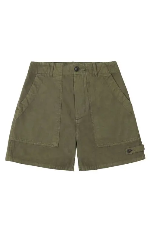 FORTELA Herringbone Cotton Fatigue Shorts - Green
