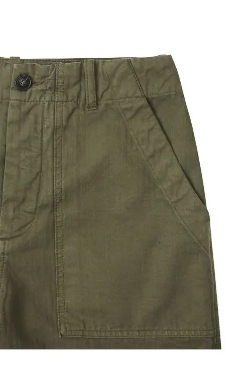 FORTELA Herringbone Cotton Fatigue Shorts - Green