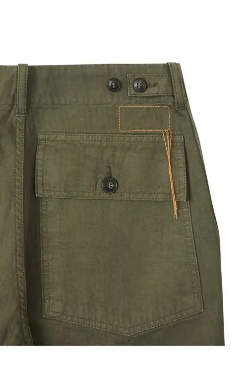 FORTELA Herringbone Cotton Fatigue Shorts - Green