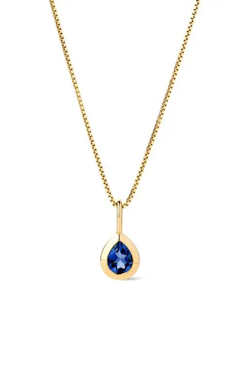 ANA LUISA Solid Yellow Goldteardrop Charm Necklace - Light Blue Sapphire