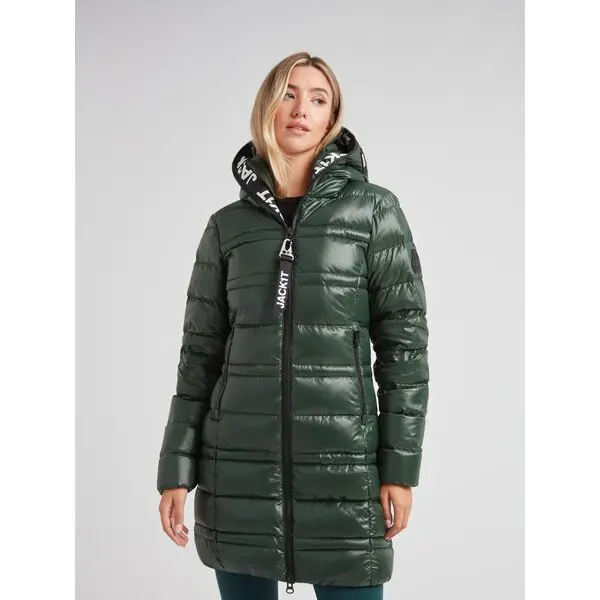 JACK1T R4d Tramline Hooded Puffer Coat - Emerald/black