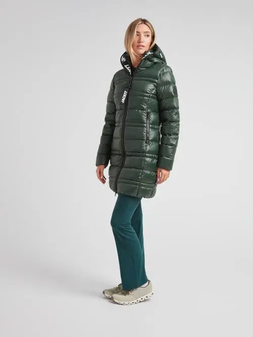 JACK1T R4d Tramline Hooded Puffer Coat - Emerald/black