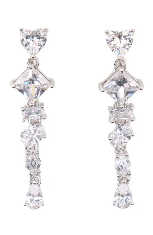 Maje Rhinestone Heart Drop Earrings - Cristal