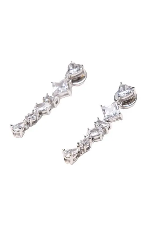 Maje Rhinestone Heart Drop Earrings