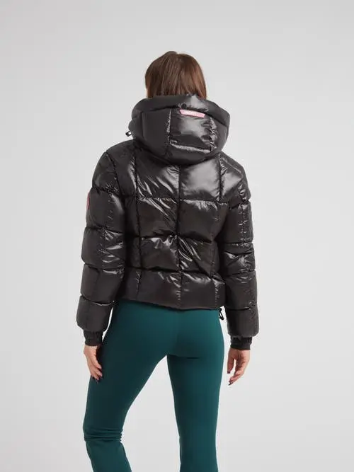 JACK1T Ez Boxed Hooded Cropped Puffer Coat - Black/stone