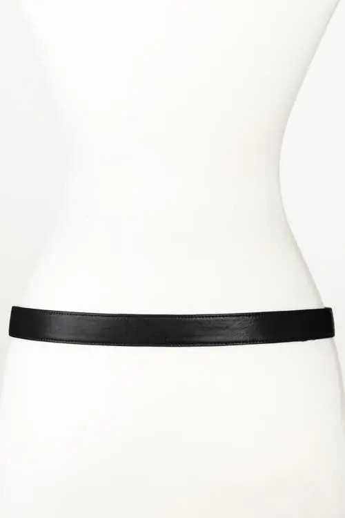RAINA BELTS Double Bee Clasp Buckle Leather Belt - Black