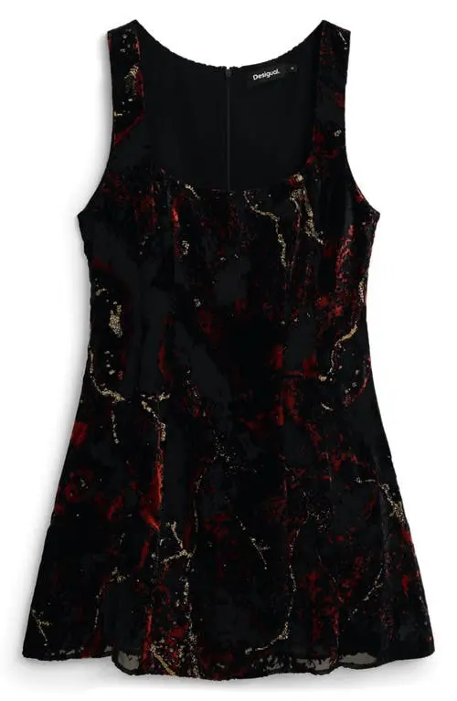 Desigual Metallic Sleeveless Velvet Dress