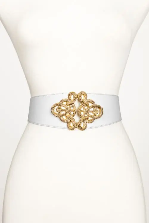 RAINA BELTS Christian Corset Leather Belt - White
