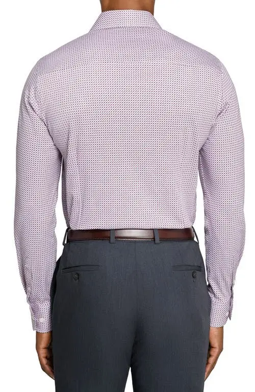 W.R.K Slim Fit Micro Square Print Reworked Cotton Dress Shirt - White/red