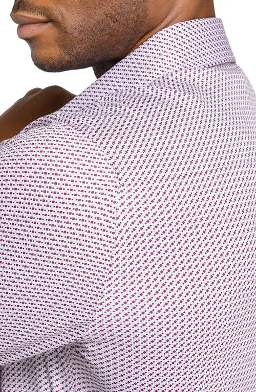 W.R.K Slim Fit Micro Square Print Reworked Cotton Dress Shirt - White/red