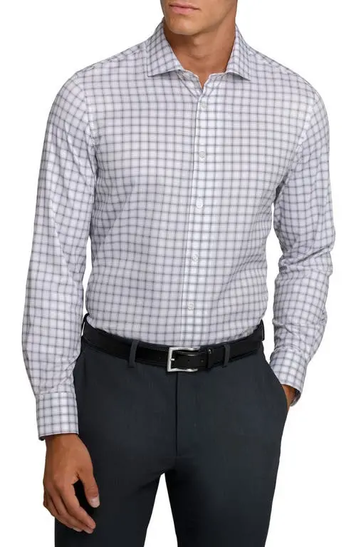 W.R.K Reworked Slim Fit Grey Check Print Cotton Dress Shirt - White/grey