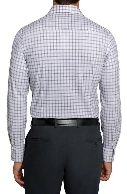 W.R.K Reworked Slim Fit Grey Check Print Cotton Dress Shirt - White/grey