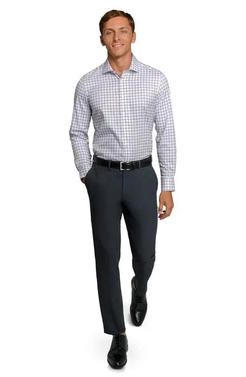 W.R.K Reworked Slim Fit Grey Check Print Cotton Dress Shirt - White/grey